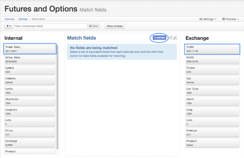 Configuring match fields – Duco