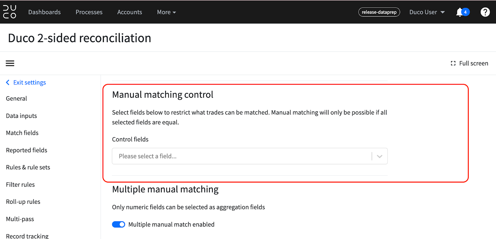 Multiple manual matching – Duco