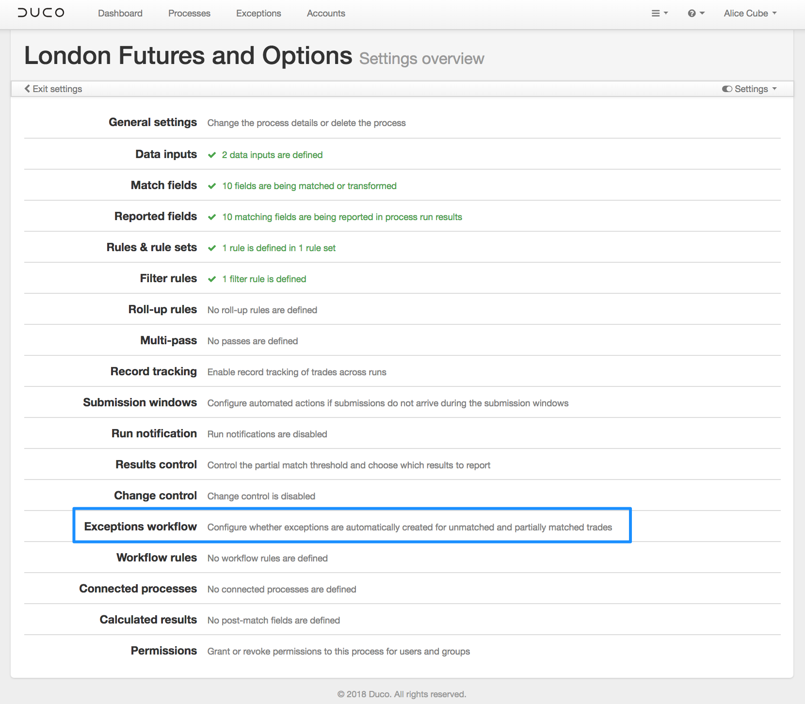 Enabling Exceptions Workflow Duco 5865