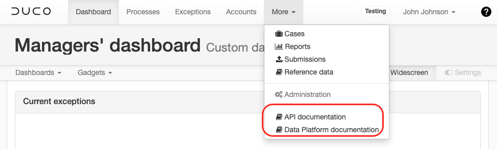 Where can I find documentation on the API or Data Platform? – Duco